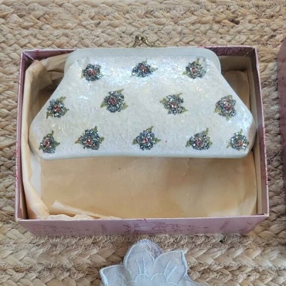 I. Magnin White | Bags | Vintage I Magnin White Satin With Beaded ...
